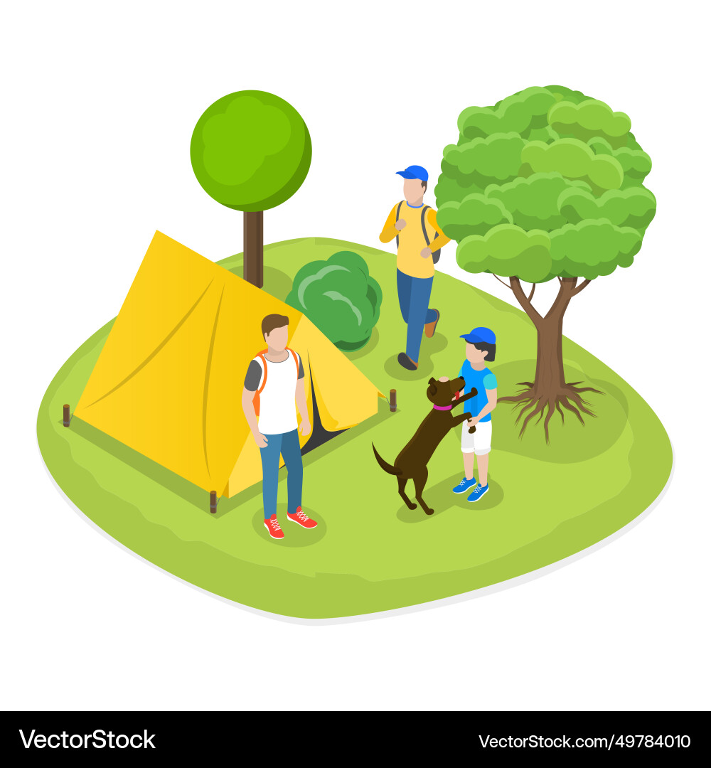 3d isometric flat set of trail adventures Vector Image