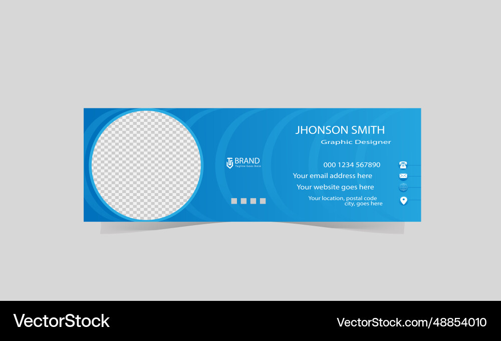 Blue color email signature layout Royalty Free Vector Image