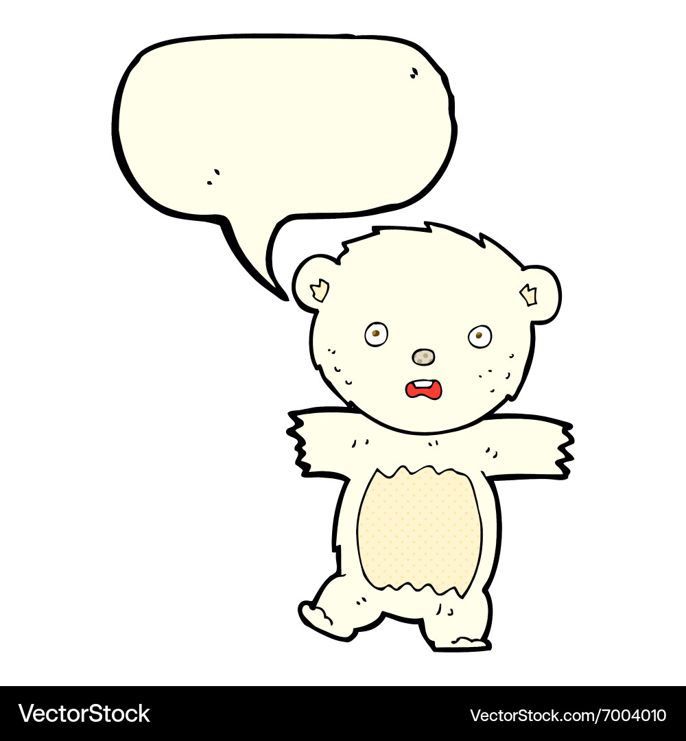 Cartoon shocked polar bear cub with speech bubble Vector Image
