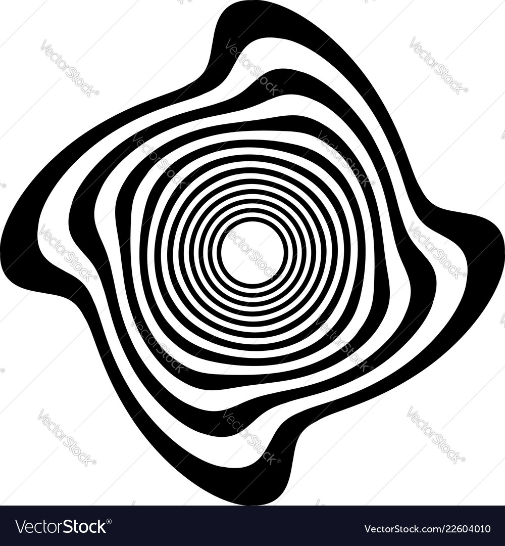 Circular shape with spiral vortex distortion Vector Image