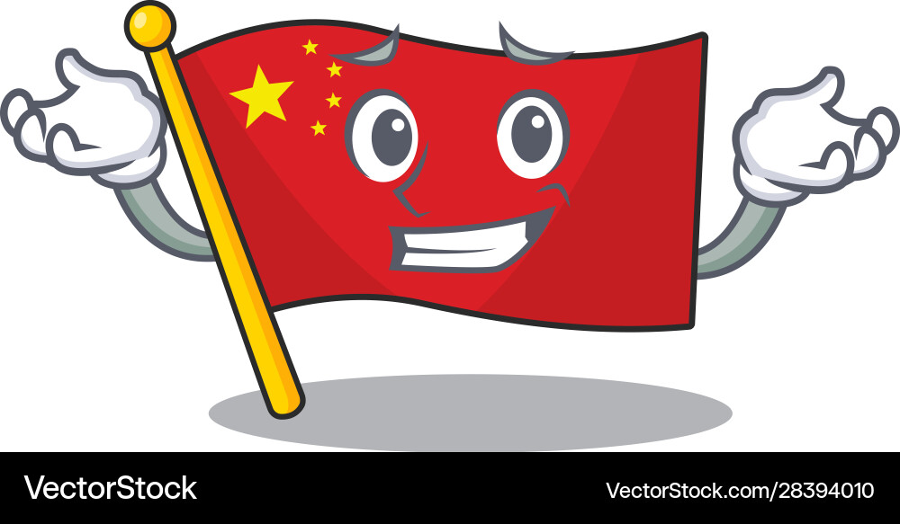 Cute and cool grinning flag china scroll mascot Vector Image