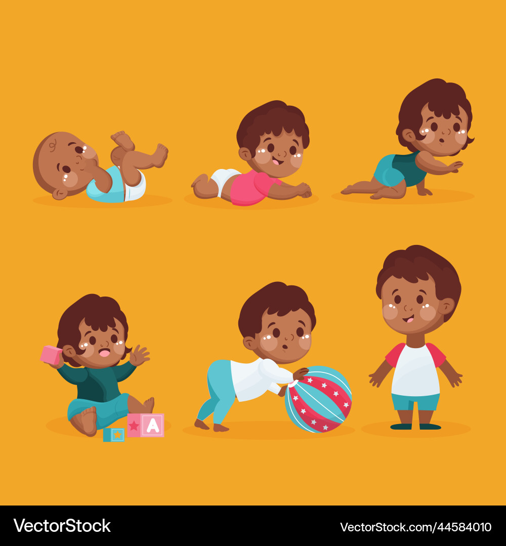 Flat design stages baby boy set Royalty Free Vector Image