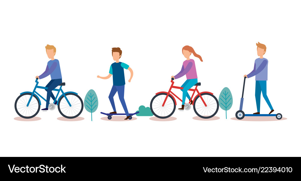 Group of people doing activities Royalty Free Vector Image