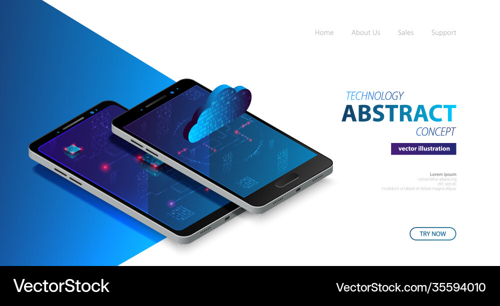 Isometric mobile phone graphic concept for your Vector Image