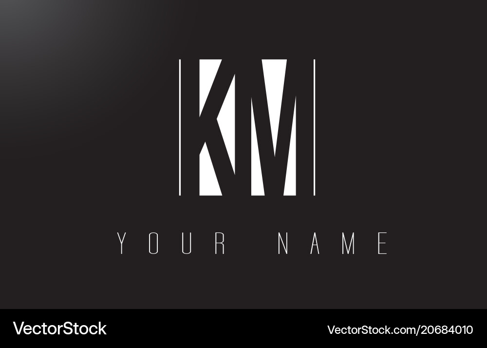 Km letter logo with black and white negative Vector Image
