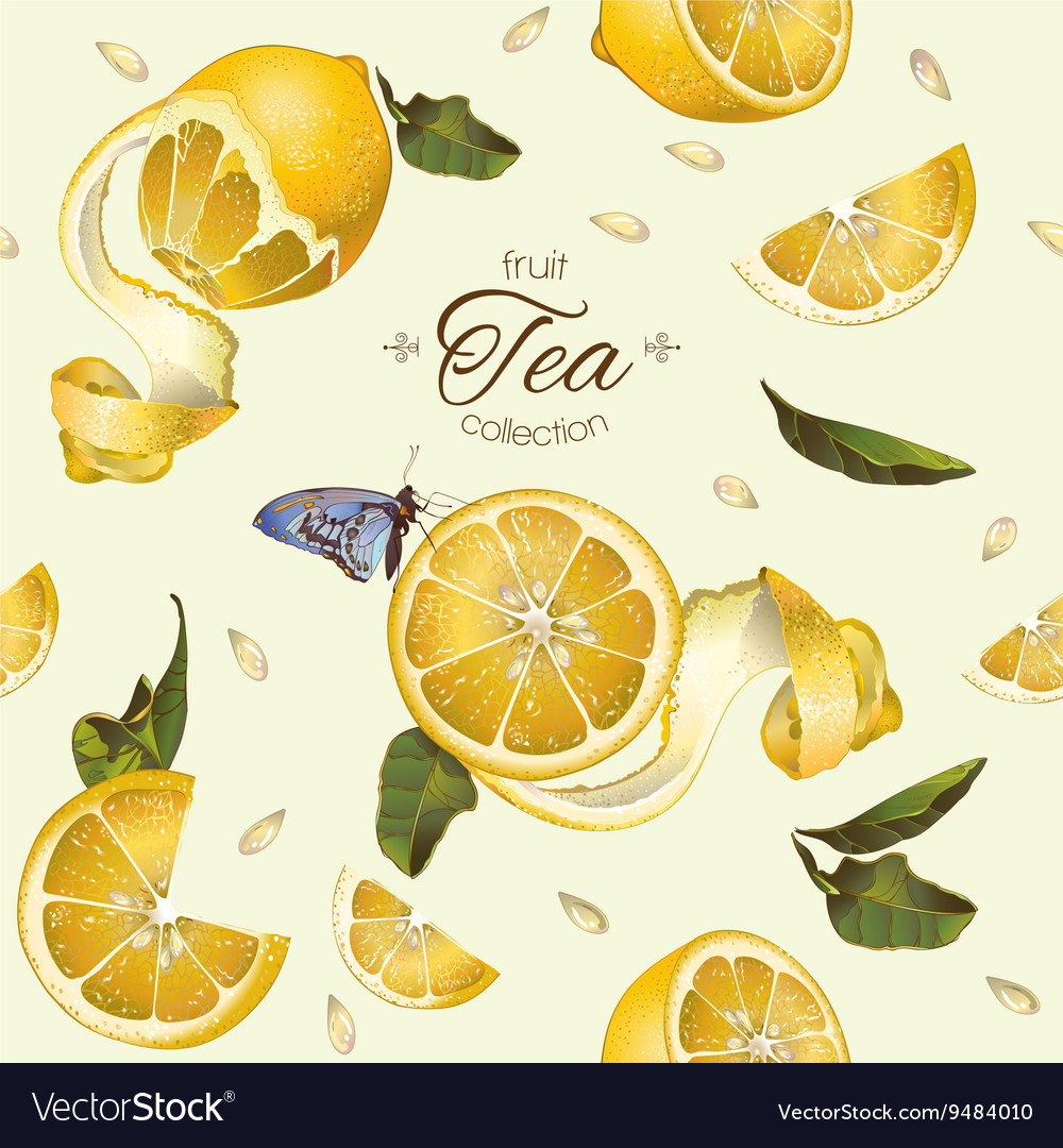 Lemon tea seamless pattern Royalty Free Vector Image