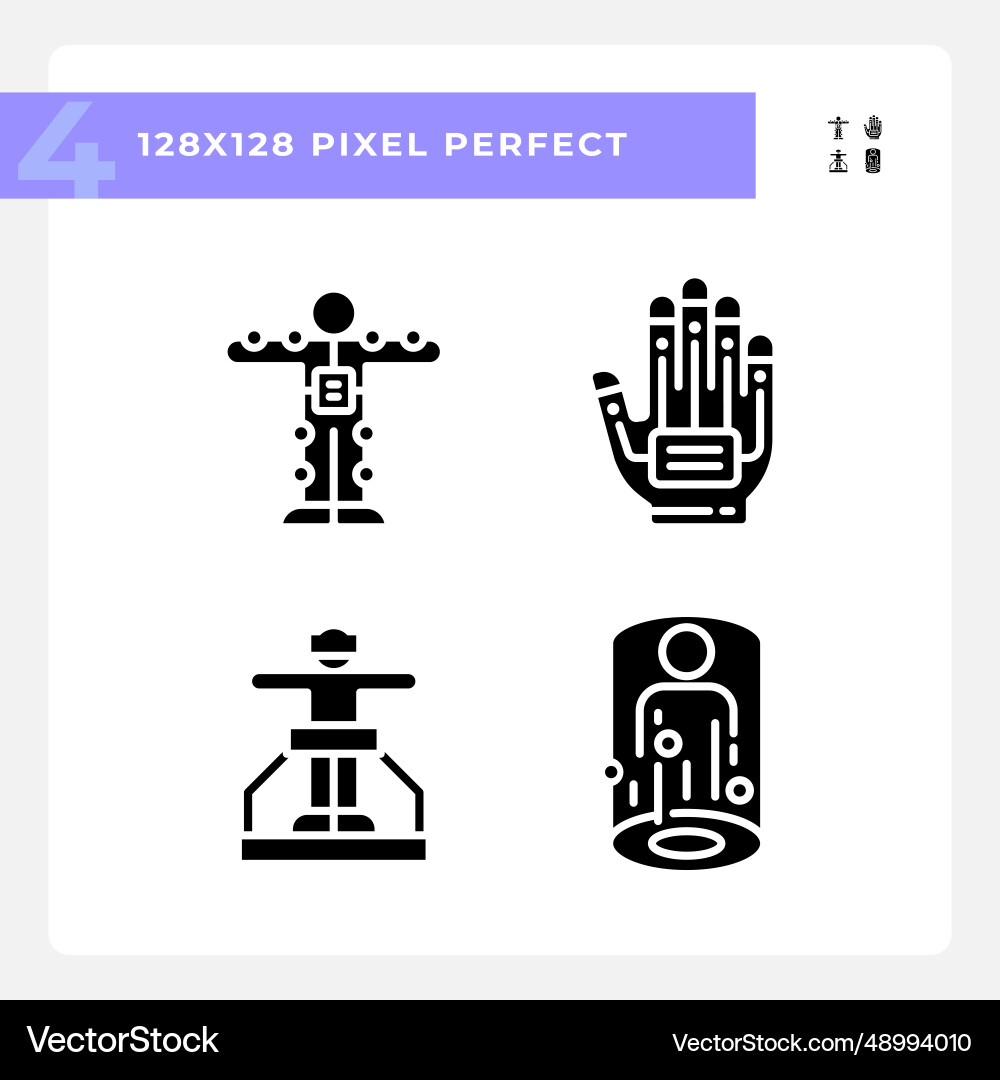 Pixel perfect glyph style simple icons set Vector Image