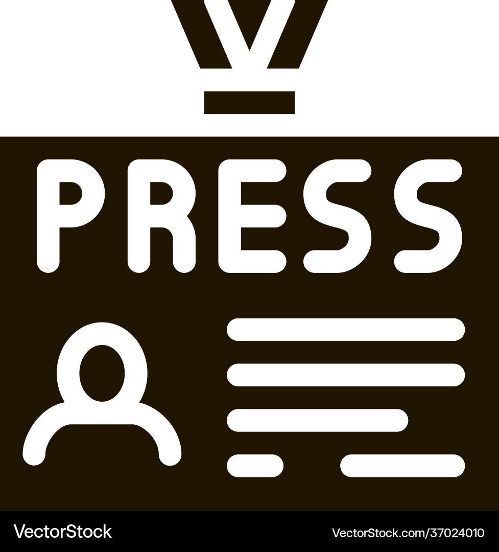 Press badge card icon glyph Royalty Free Vector Image