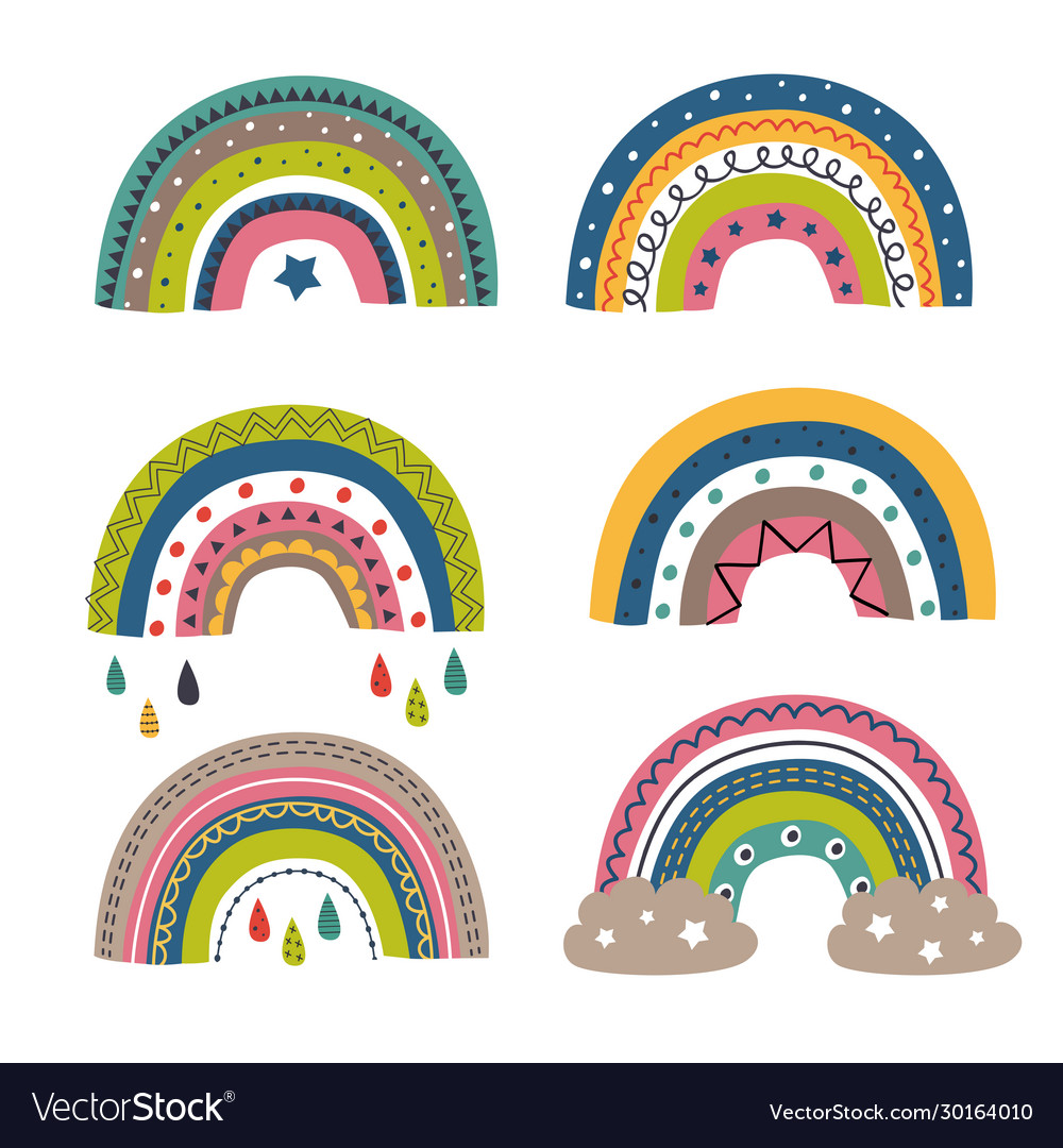 Set isolated colorful rainbows part 1 Royalty Free Vector