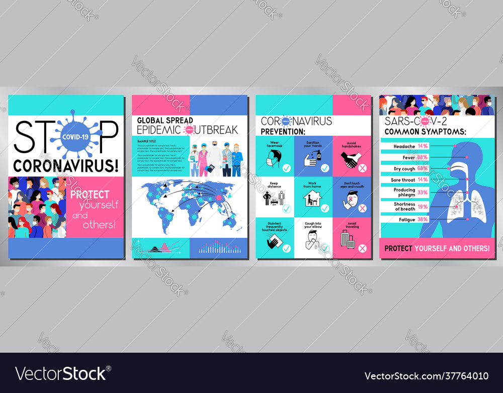 Stop coronavirus posters - covid-19 sars-cov-2 Vector Image