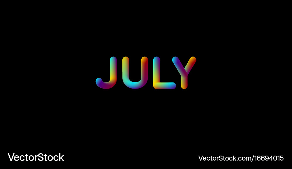 3d iridescent gradient july month sign Royalty Free Vector