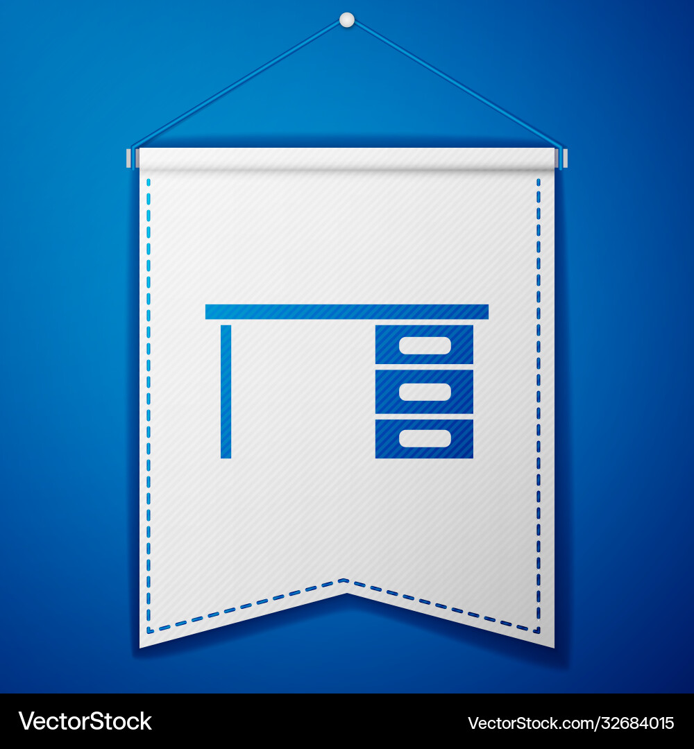 Blue office desk icon isolated on background Vector Image