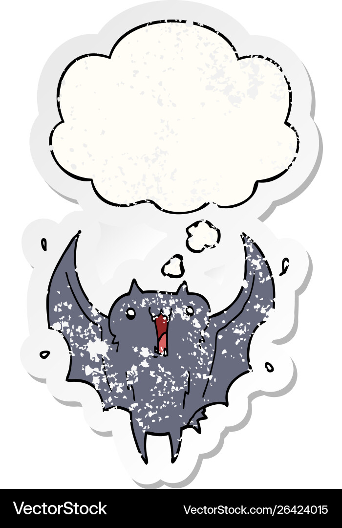 Cartoon happy vampire bat and thought bubble Vector Image