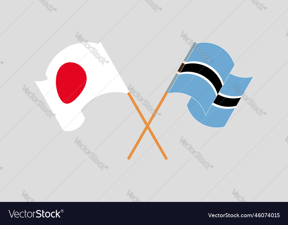 Crossed and waving flags of japan and botswana Vector Image