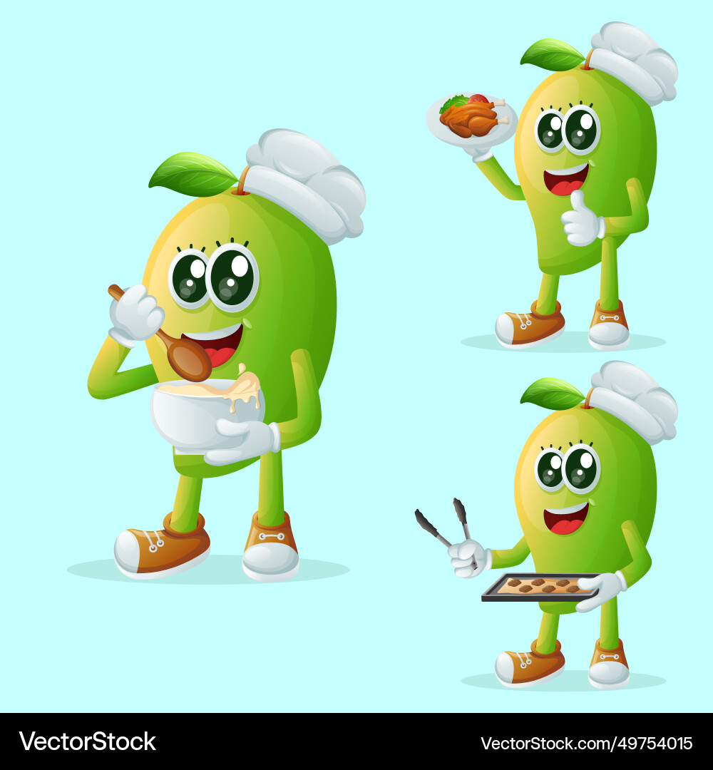Cute manggo character in the kitchen Royalty Free Vector