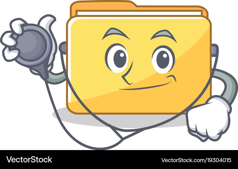 Doctor folder character cartoon style Royalty Free Vector
