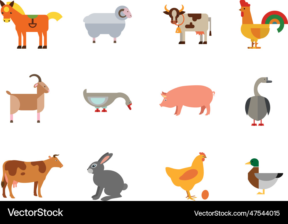 Farm animal icon set Royalty Free Vector Image