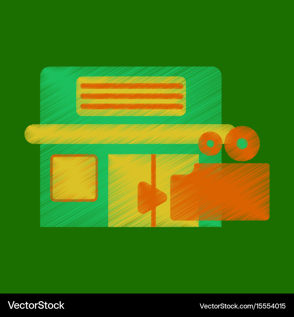 Flat icon in shading style building cinema camera Vector Image