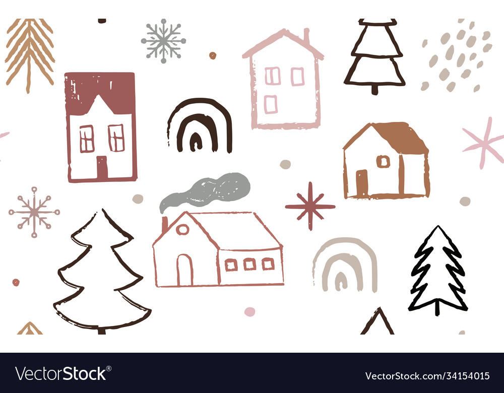 Hand drawn christmas and new year doodles Vector Image