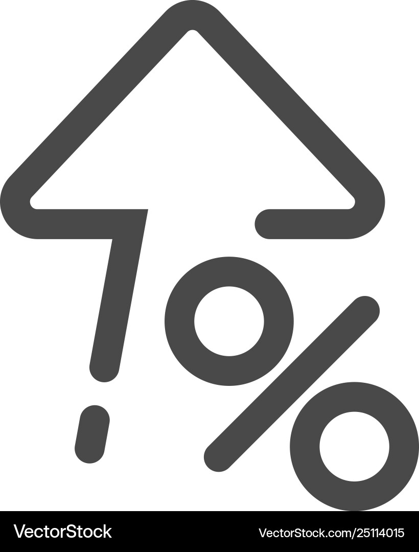 High percent interest up icon in linear Royalty Free Vector