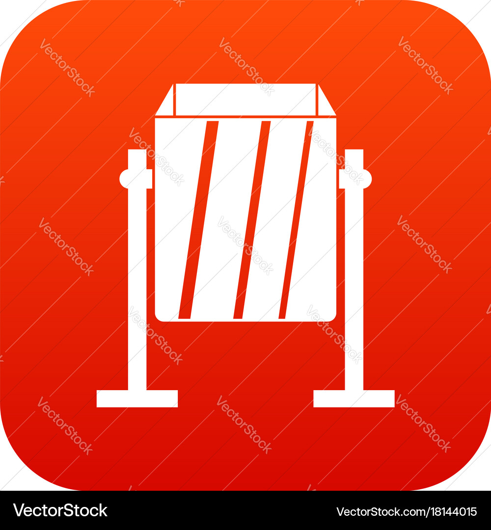 Metal dust bin icon digital red Royalty Free Vector Image