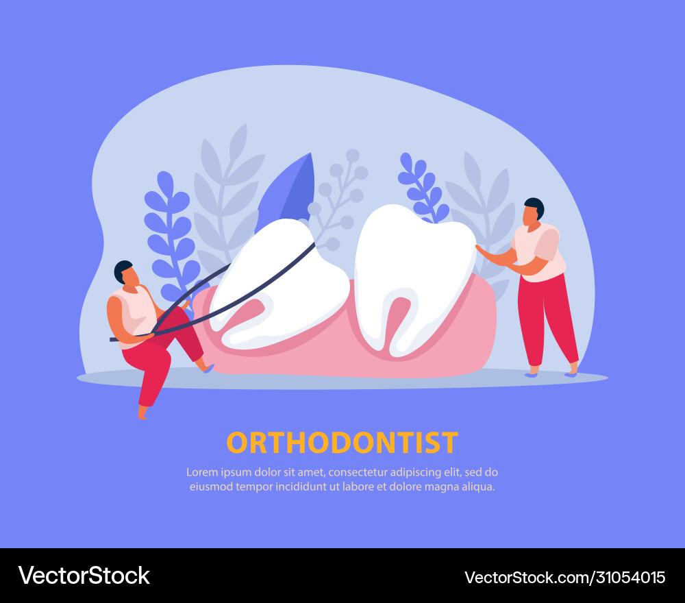 Orthodontist flat dental background Royalty Free Vector