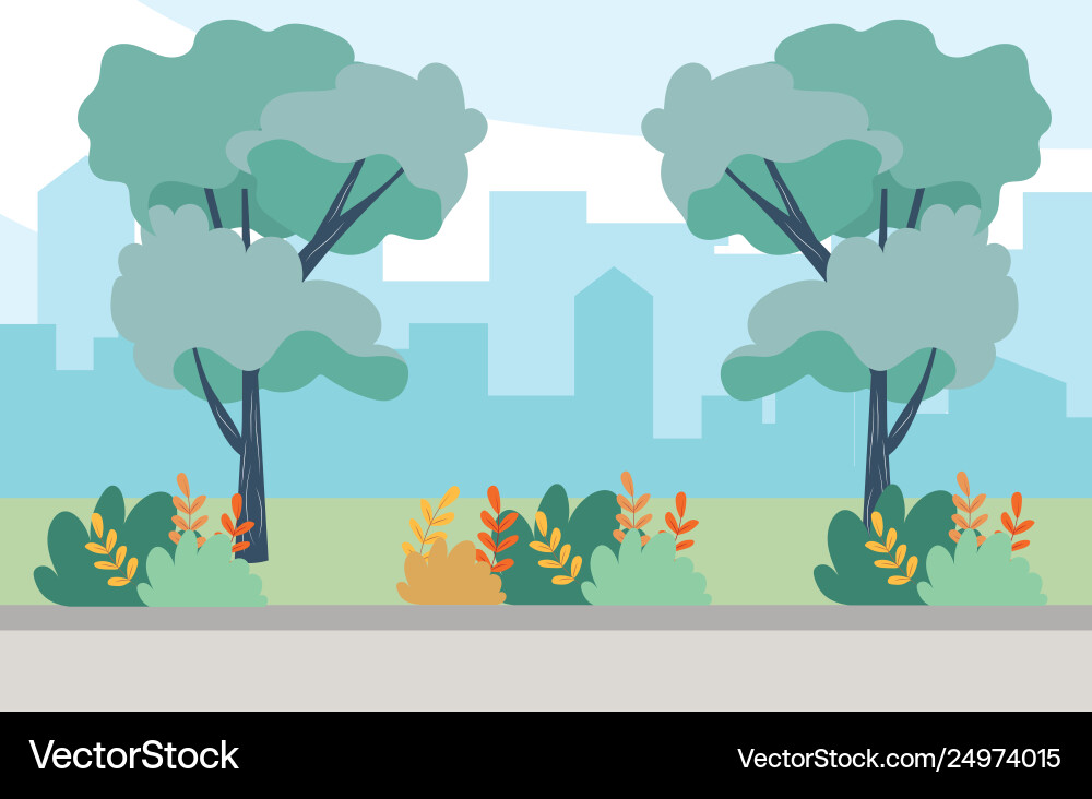 Outdoor view scene cartoon Royalty Free Vector Image