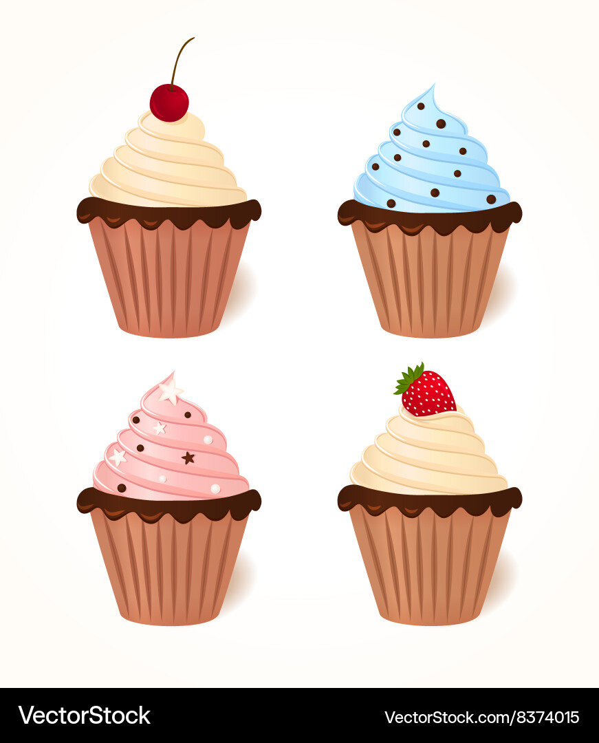 Set of cream cakes Royalty Free Vector Image - VectorStock