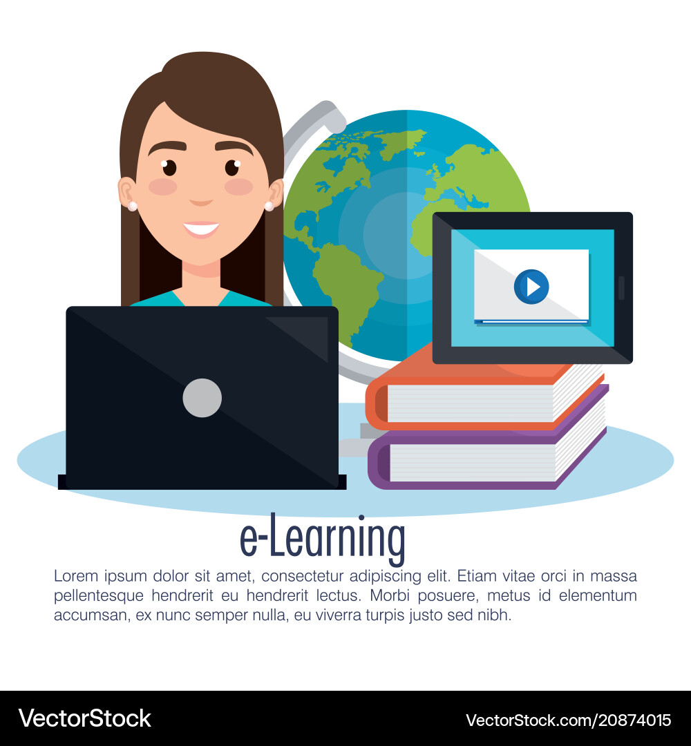 Student using laptop electronic education Vector Image