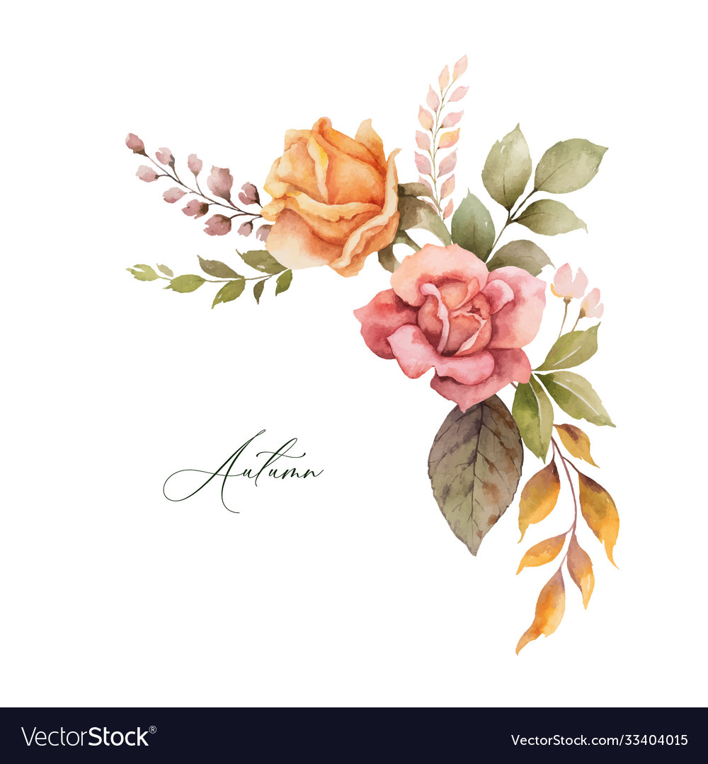 Watercolor wreath with autumn leaves and Vector Image