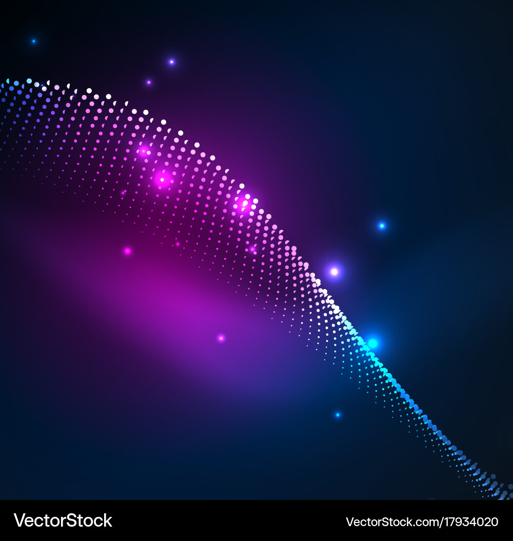 3d illuminated wave of glowing particles Vector Image