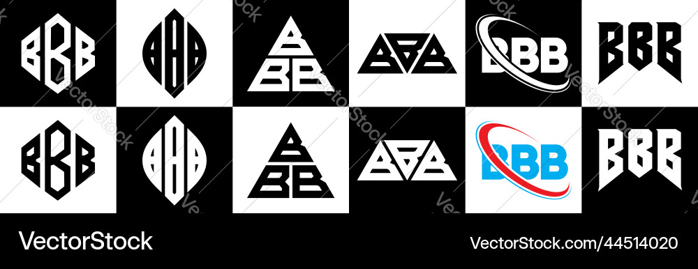 Bbb letter logo design in six style polygon Vector Image