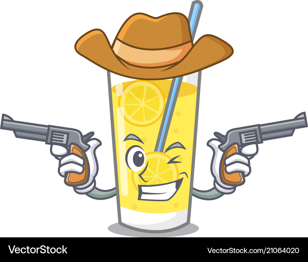 Cowboy lemonade character cartoon style Royalty Free Vector