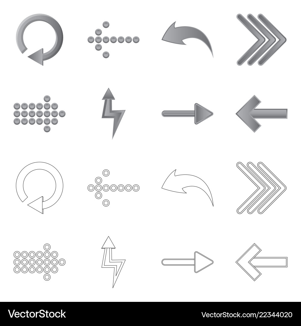 Design of element and arrow logo set Royalty Free Vector