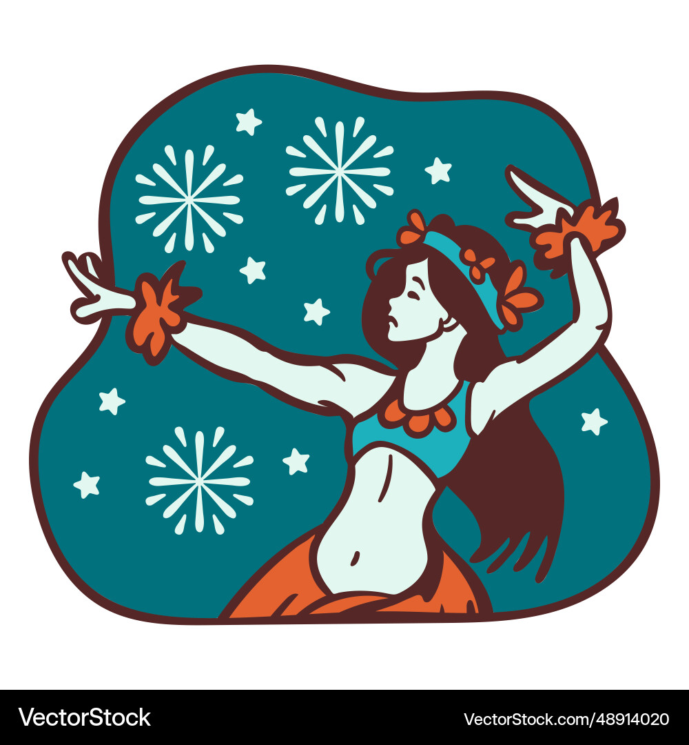 Mele kalikimaka snowflake hula dancer Royalty Free Vector
