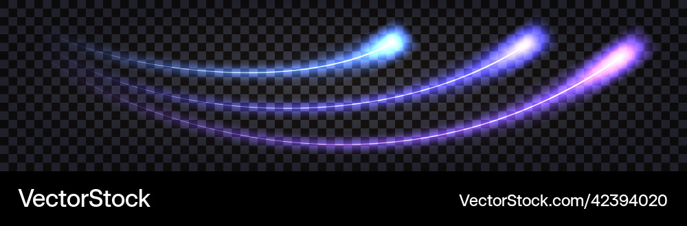 Neon glowing trails laser beams with shiny light Vector Image
