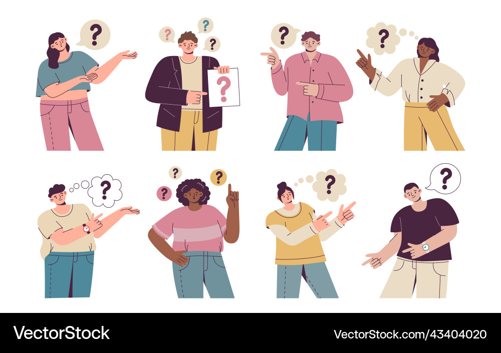 People questions man and woman ask about problem Vector Image
