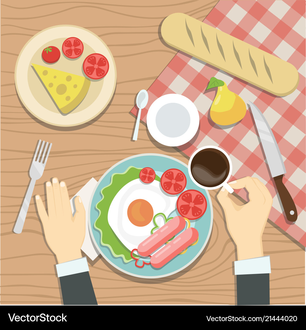 Quest of the restaurant is having breakfast Vector Image