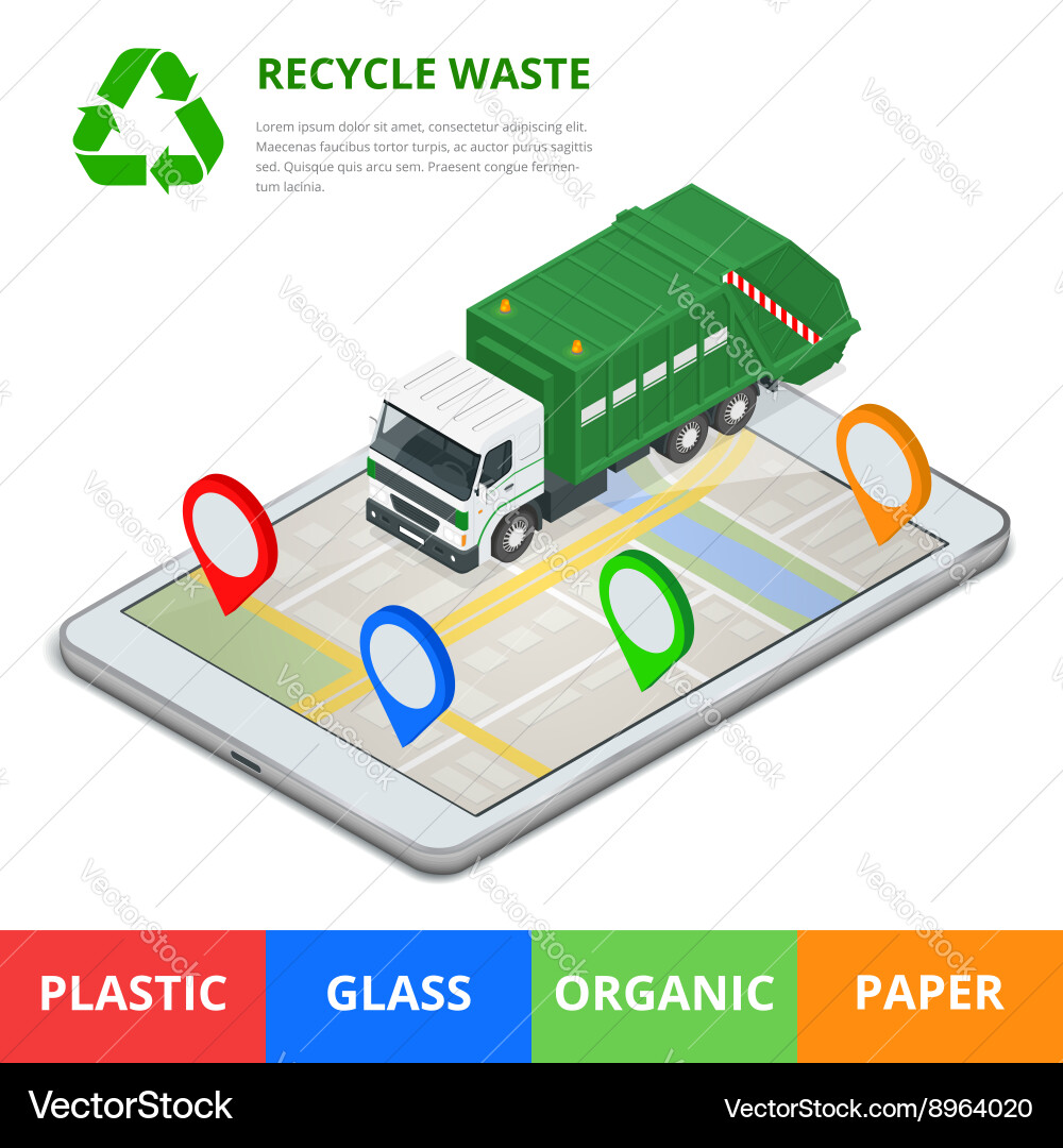 Recycle waste concept garbage disposal with gps Vector Image