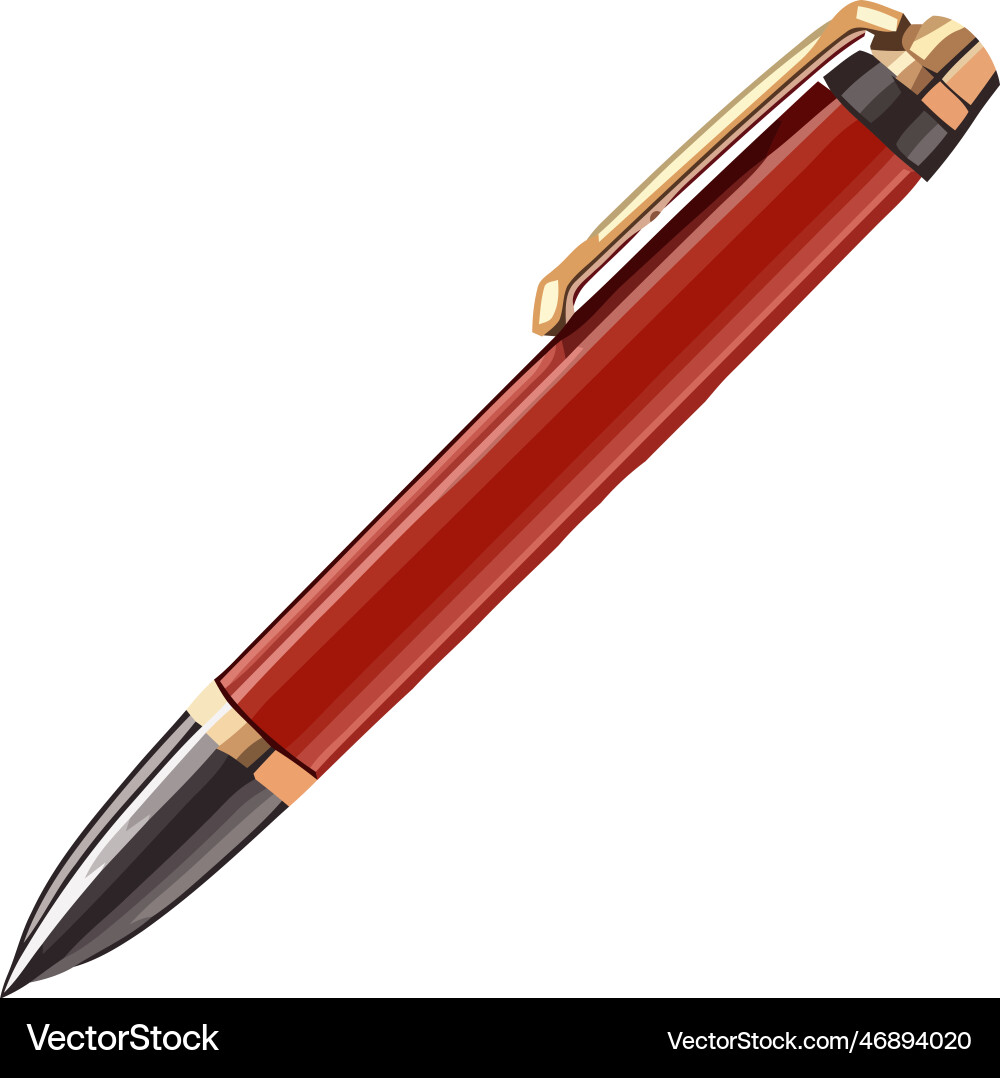 Red metal ballpoint pen supply Royalty Free Vector Image