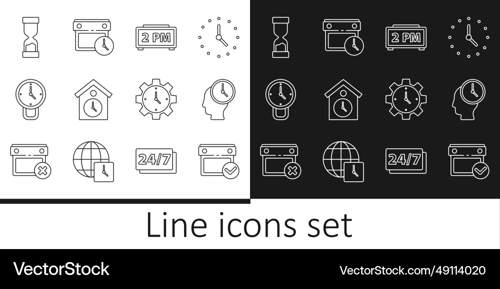 Set line calendar with check mark time management Vector Image