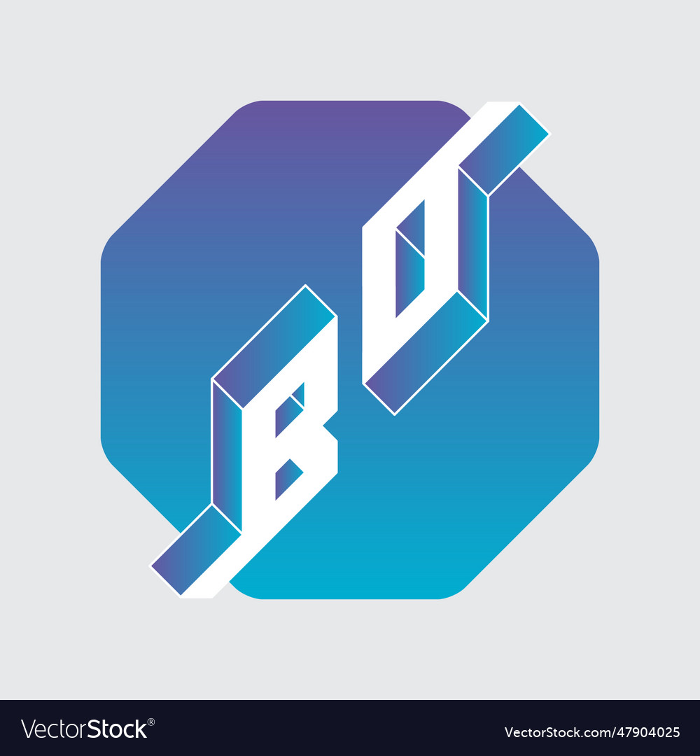 B and o - monogram or logotype isometric 3d font Vector Image