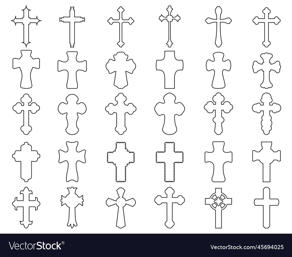 Black of different crosses Royalty Free Vector Image Black of different crosses Royalty Free Vector Image