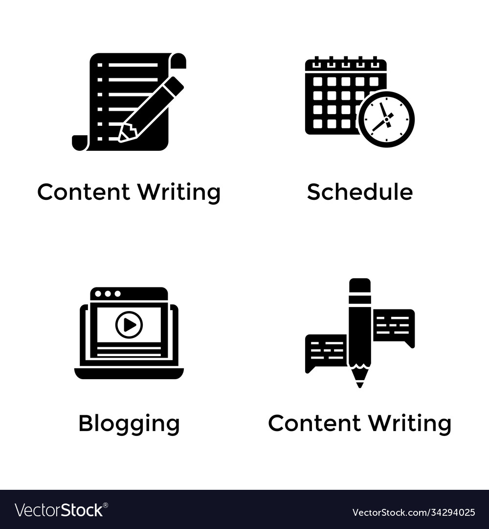 Blogging solid icons pack Royalty Free Vector Image