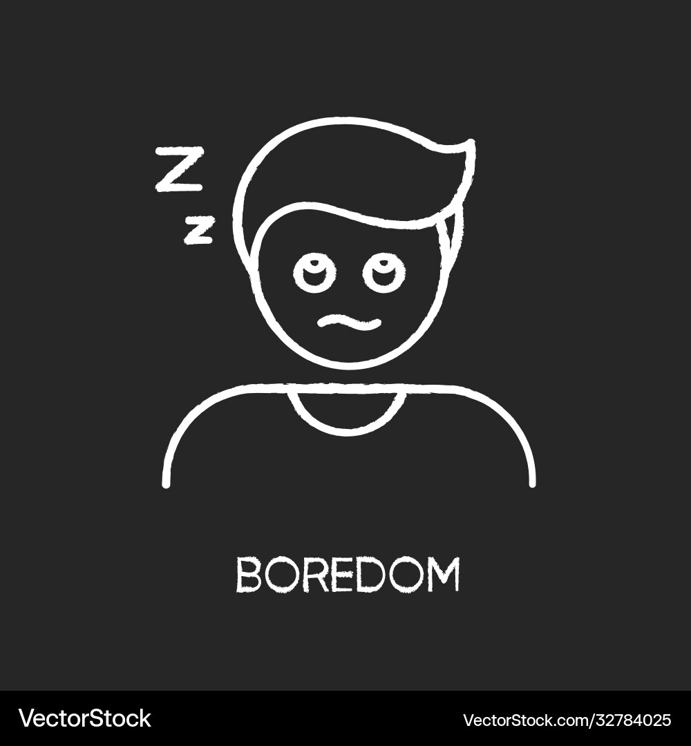 Boredom chalk white icon on black background Vector Image