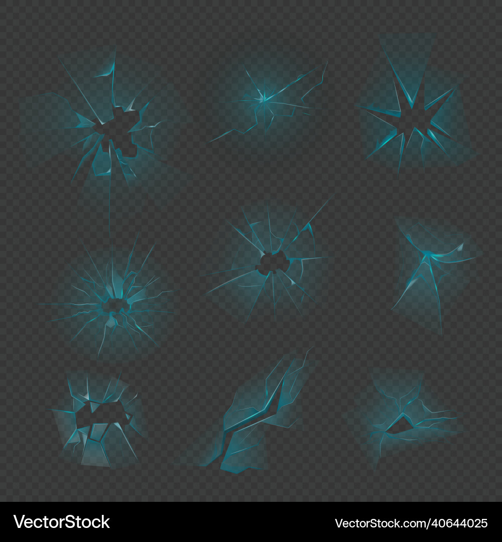 Broken different shape glass crack window front Vector Image