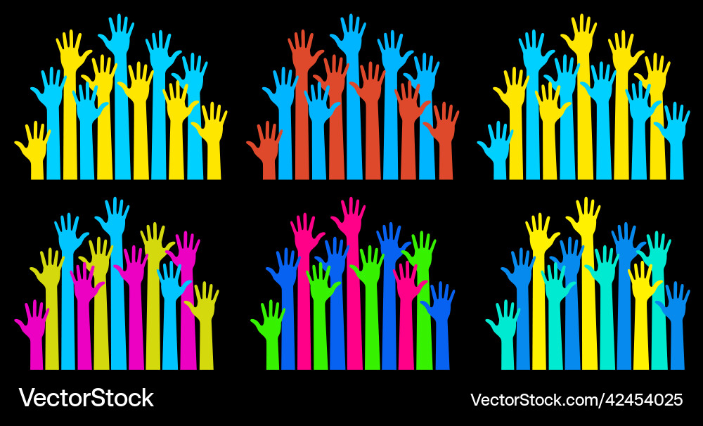 Caring up hands volunteers emblem icon Royalty Free Vector