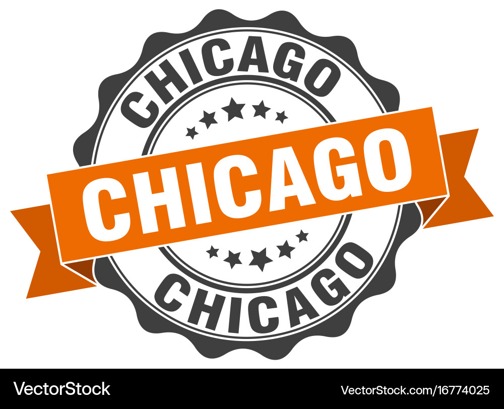 Chicago round ribbon seal Royalty Free Vector Image