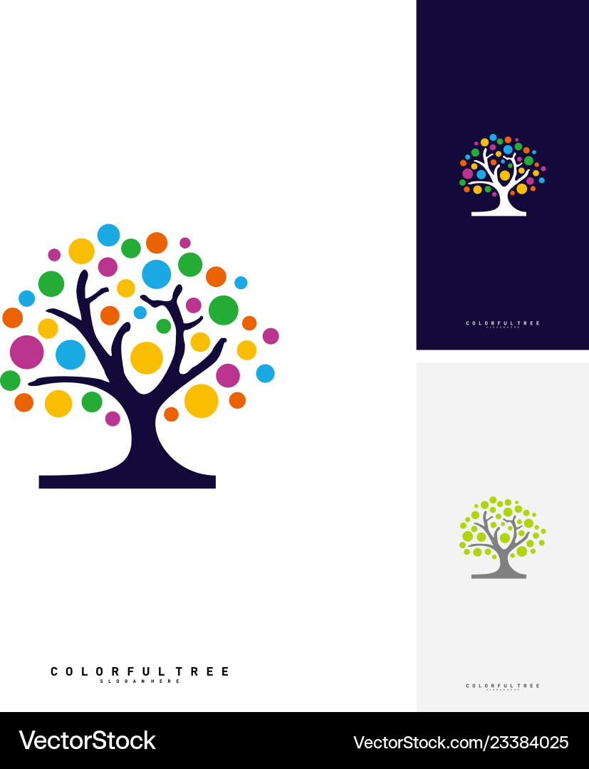 Colorful tree logo design template luxury Vector Image