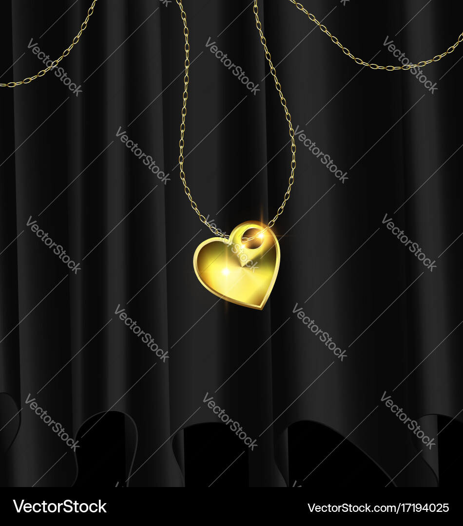 Drape and golden heart pendant Royalty Free Vector Image